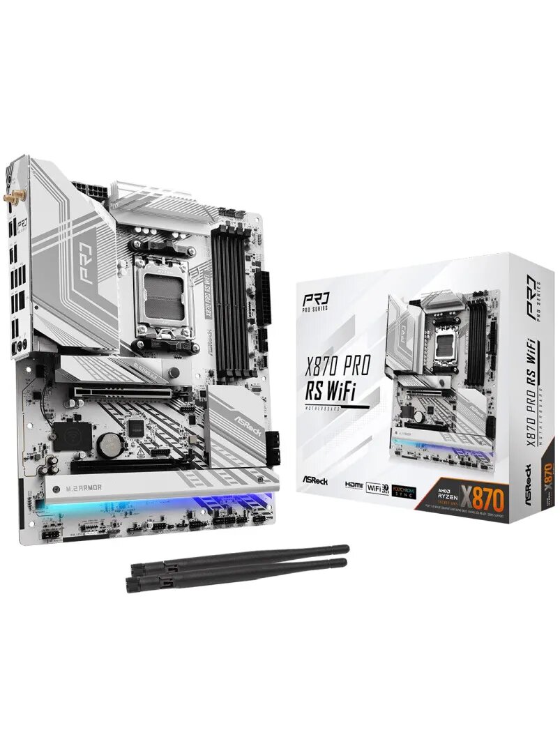 Материнская плата ASRock X870 PRO RS WIFI ATX AM5 AMD X870 4xDDR5 (256ГБ)