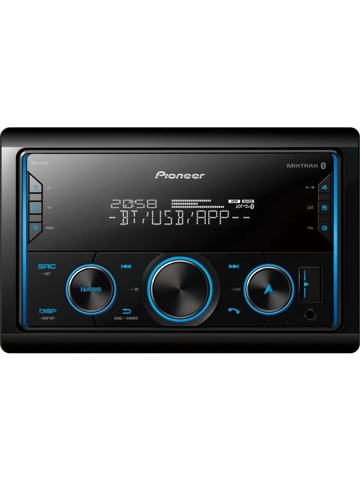 Автомагнитола Pioneer MVH-S425BT, 2DIN, монохромный, USB-порт