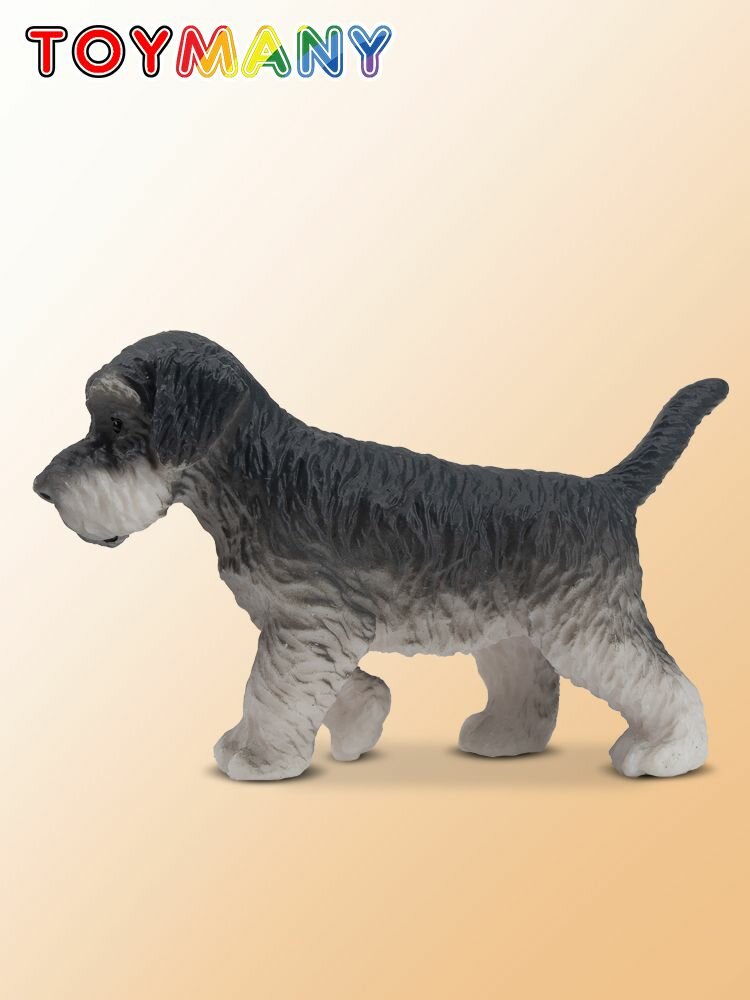 Toymany Фигурка домашнего животного, Стоящий щенок серого шнауцера, игрушка для детей, 1.6x5.5x3.5 см