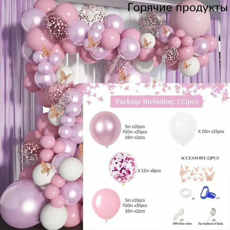Декор из воздушных шаров, фотозона для дня рождения в розовых тонах, специально разработанная для девочек.