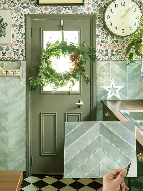 Стеновые панели самоклеящиеся PEEL and STICK 29х22,9 см для ванной, гостиной, декора помещений и мебели, фартук для кухни на стену Имитация кафельной плитки. Комплект - 5 шт.