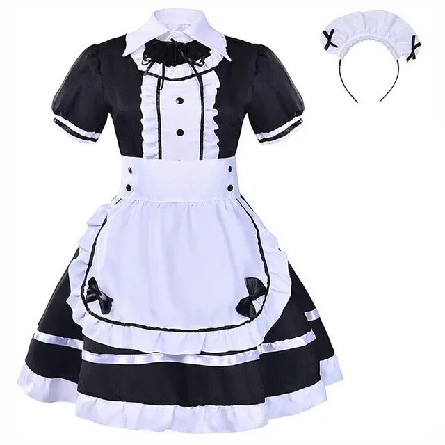 Косплей костюм горничной Аниме Белый, S, Style E