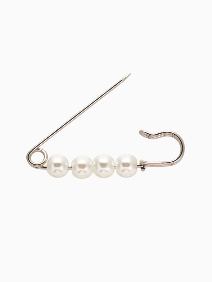 Булавка шар №4 «Жемчужная», 4 см, белая в серебре