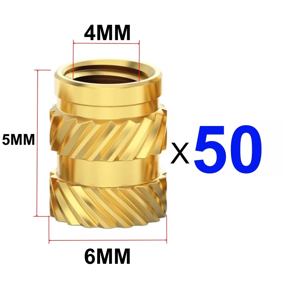 Латунные гайки M4x5x6, 50 шт.