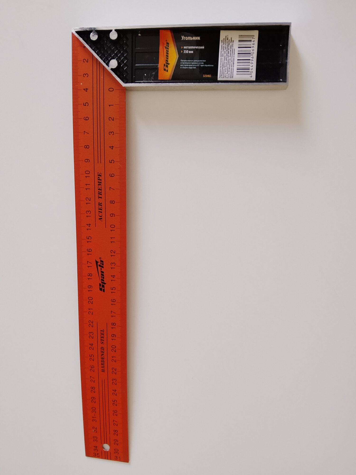 Угольник металлический SPARTA двусторонняя разметка 350 мм.