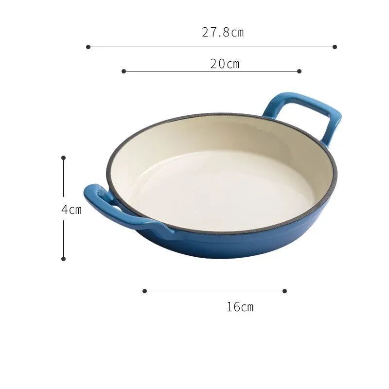Эмалированная чугунная сковорода 20см синего цвета для блинов — фото 1