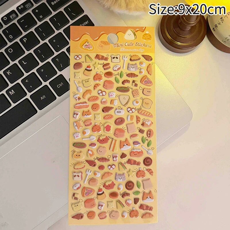Наклейки Mini Cafe S1, 9x20см, набор с едой и животными