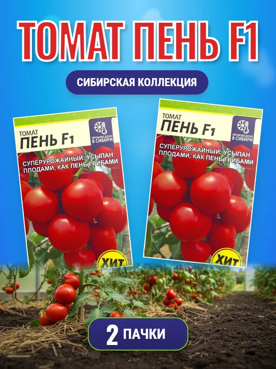 Семена томатов Пень F1 для открытого грунта и теплиц, набор 2 пачки