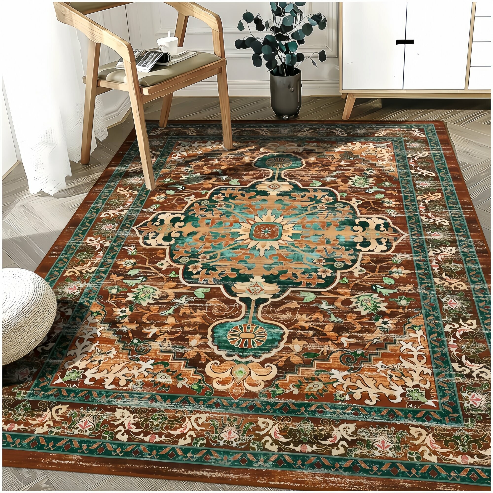 Ковер из искусственного кашемира в стиле бохо, винтажный коврик для дивана в гостиной, 60x90cm