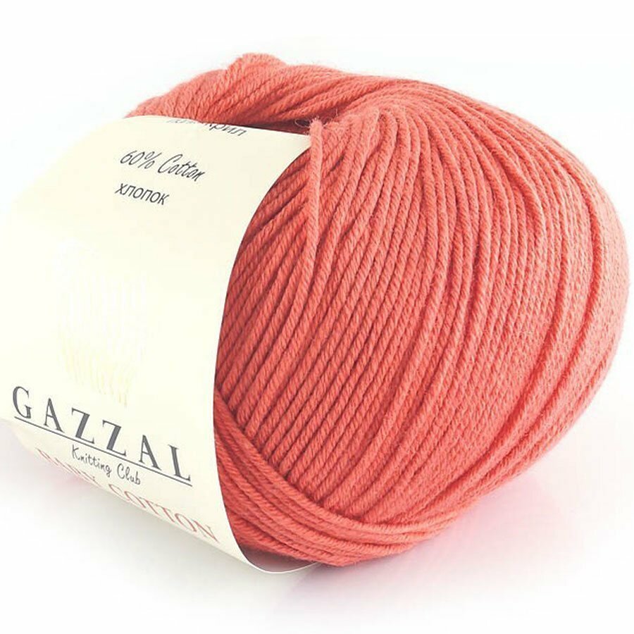 Пряжа Gazzal BABY COTTON 3418 яр. коралл (5 мотков)