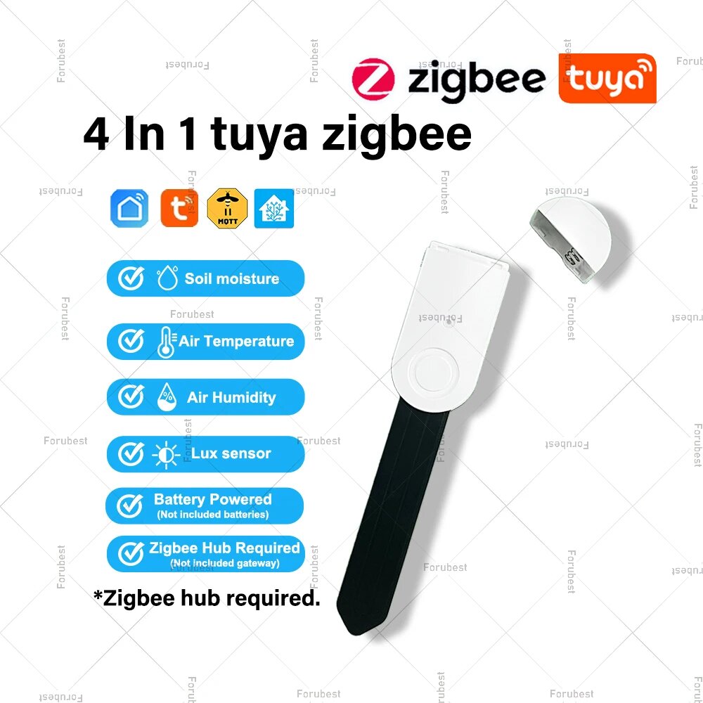 4 в 1 Zigbee Датчик Почвы, Температуры, Влажности и Освещенности