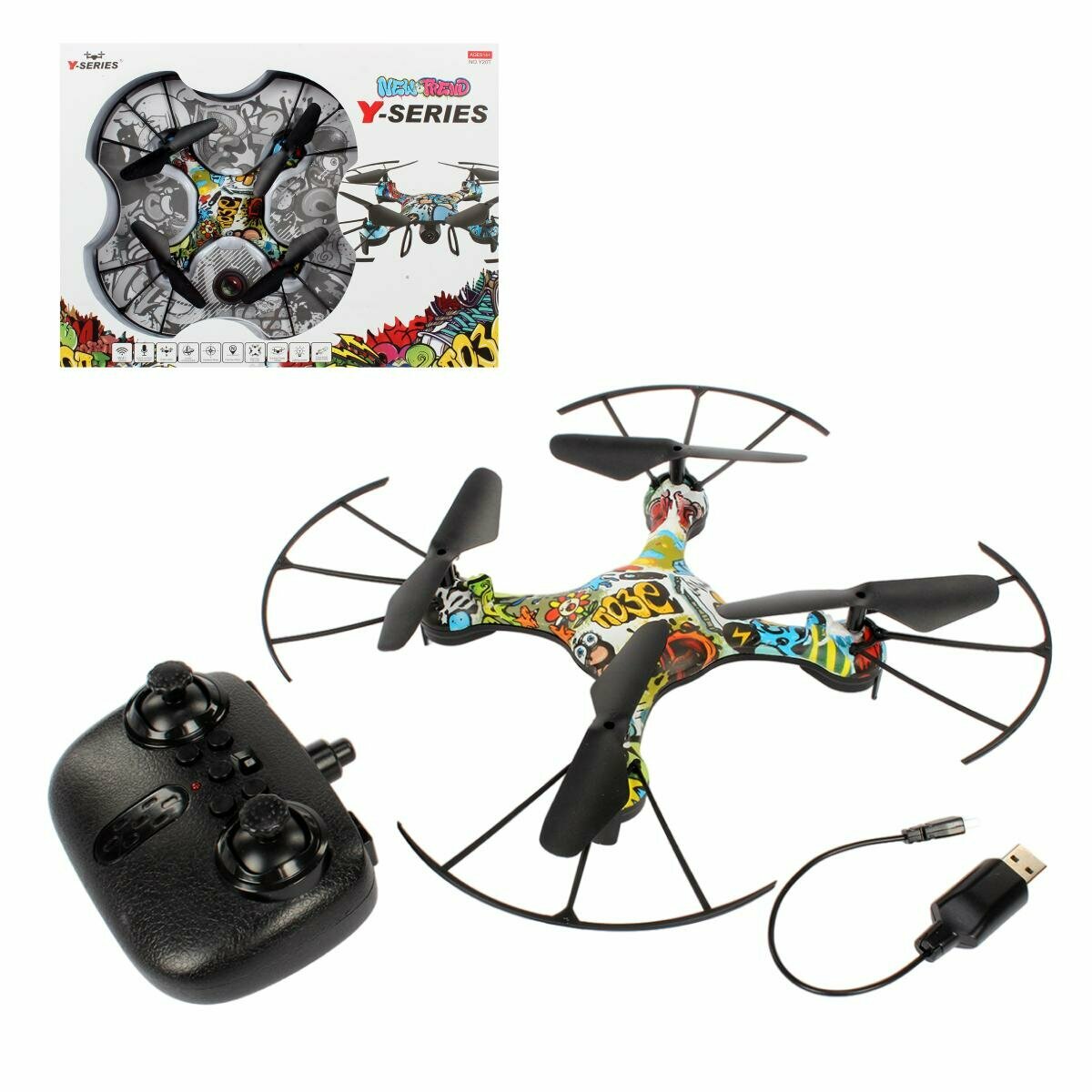 Квадрокоптер на РУ, коробка Y20T, 40x30x6 см, дальность 80 м