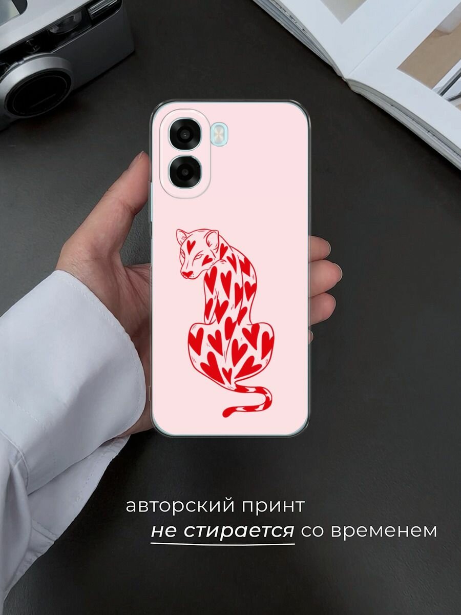 Силиконовый чехол на Oppo A6x / Оппо A6x с принтом Heart panther 1 — фото 1