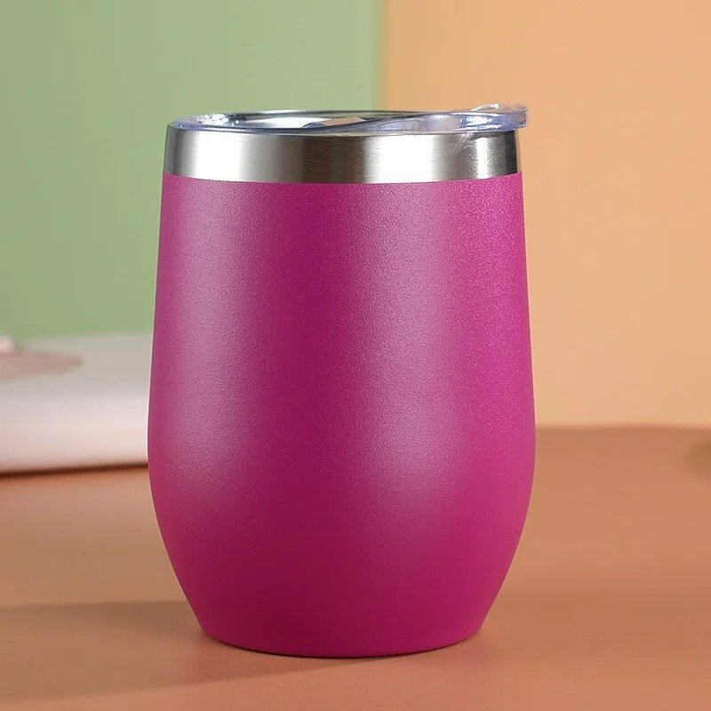 Термокружка розовая 12 oz, сталь