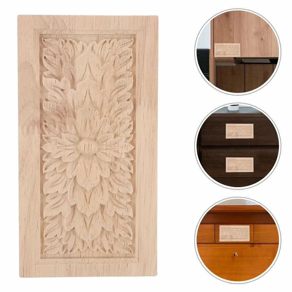 Накладки из твёрдого дерева для декора мебели с детализированным узором 15,00 8,00 0,80 см