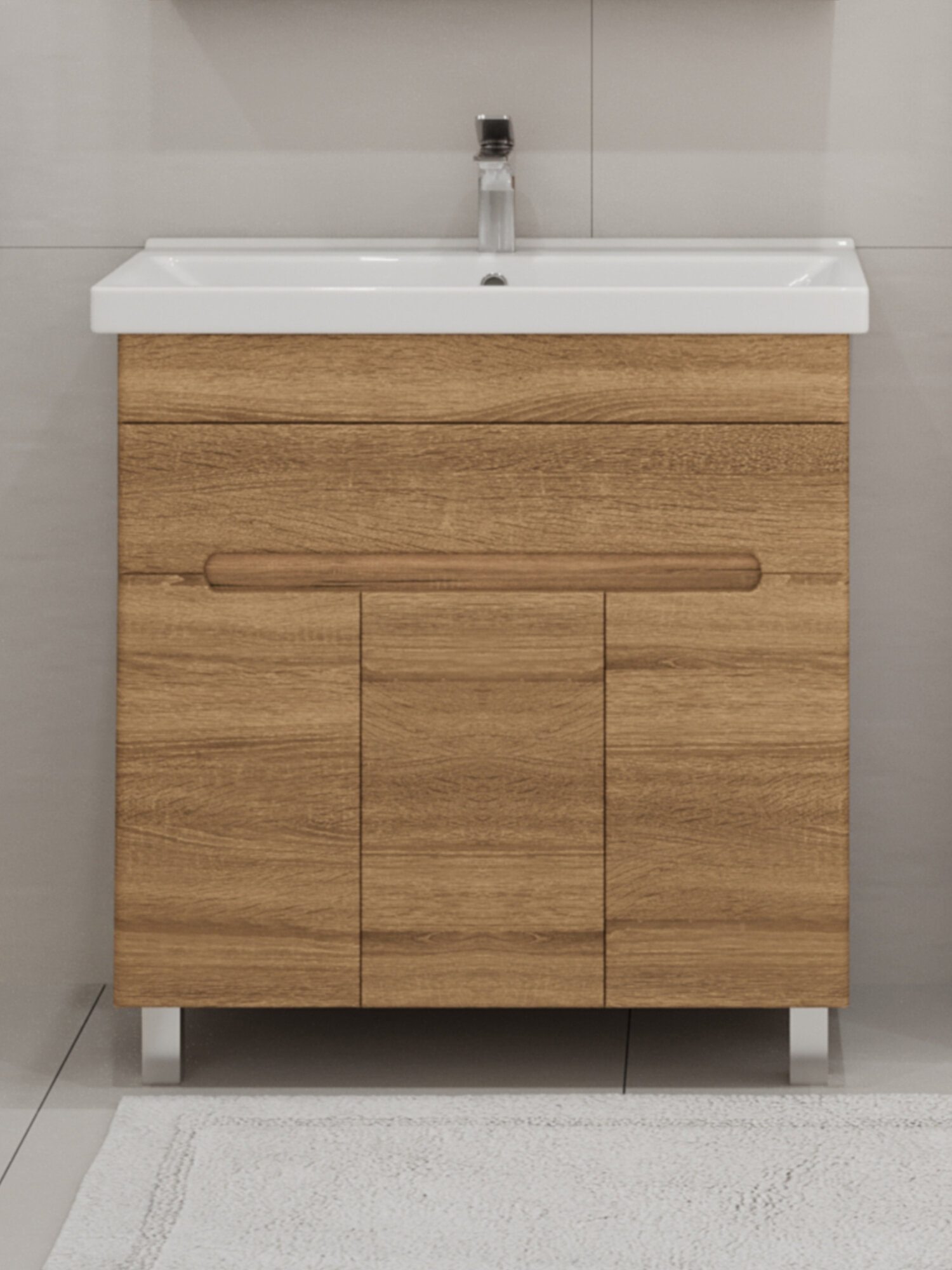 Тумба напольная SanStar Модена 80 с раковиной Фест 80 (комплект) для ванной комнаты, Gold Craft