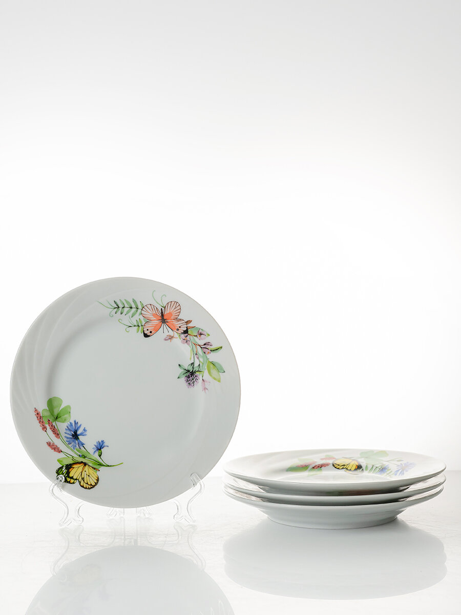 Набор фарфоровых тарелок мелких 175 мм. "Нимфа" ф. Голубка 4шт, Добрушский фарфоровый завод