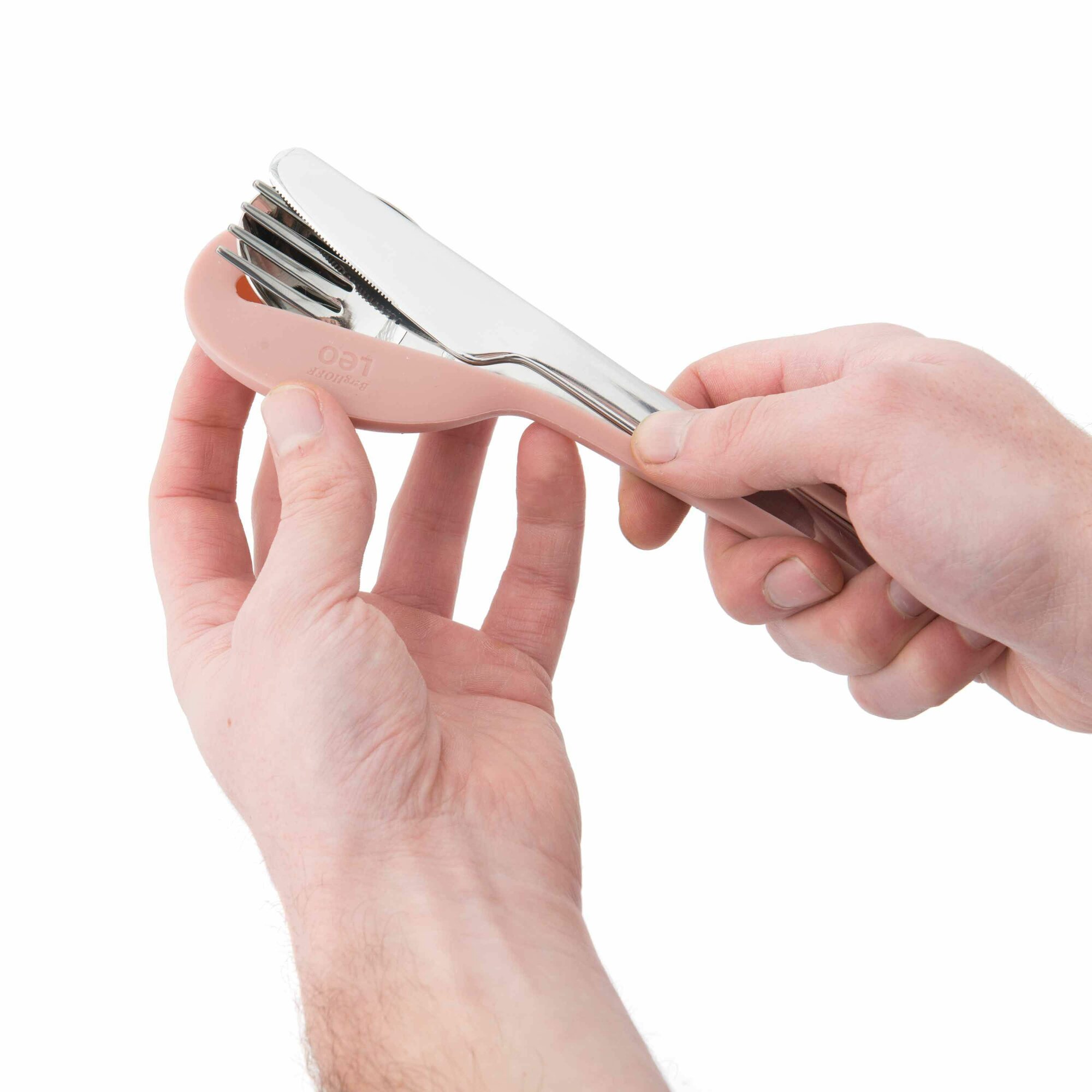 Набор столовых приборов, BerHOFF Leo, в силиконовом чехле, 3 предмета, розовый, походный, дорожный, туристический