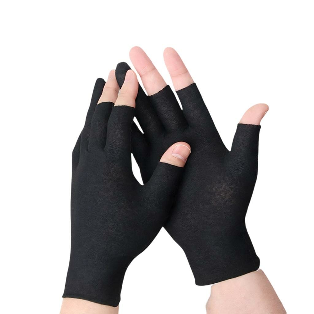 Хлопковые перчатки с открытыми пальцами, Черный