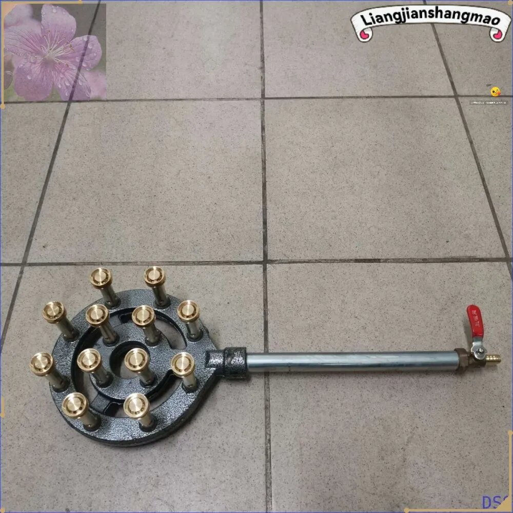 Походная газовая плита для казана с чугунной конфоркой на 12 горелок, черно-серая