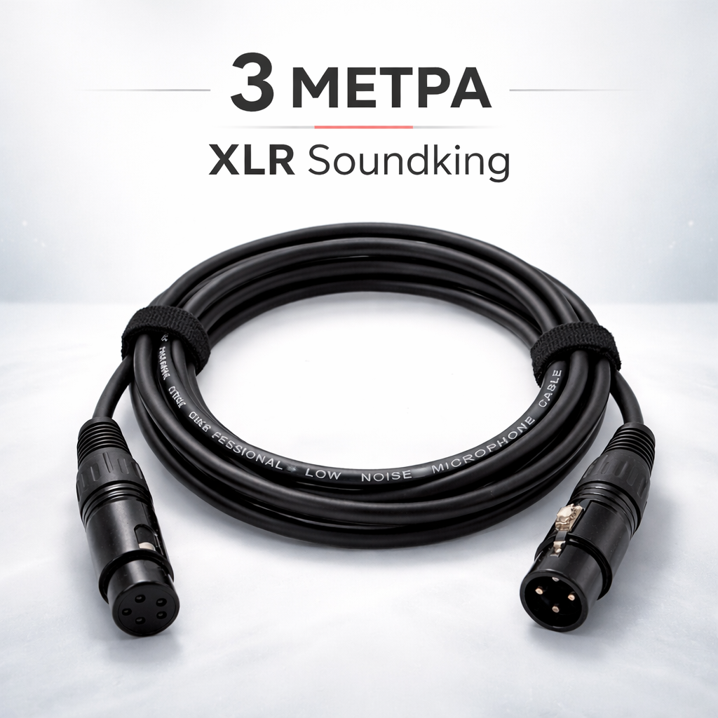 Аудиокабель XLR/XLR, 3 м, черный, M - F, Soundking