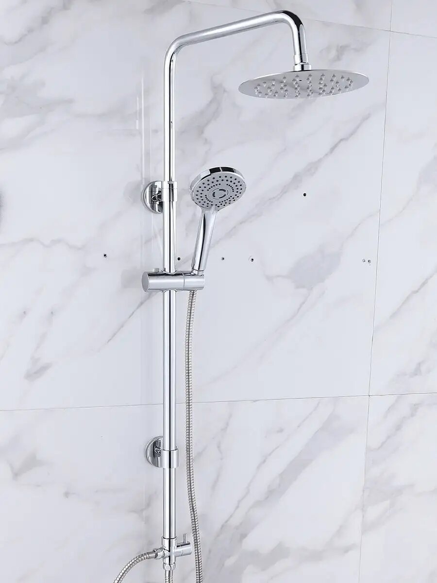 Душевая стойка без смесителя, с тропическим и ручным душем