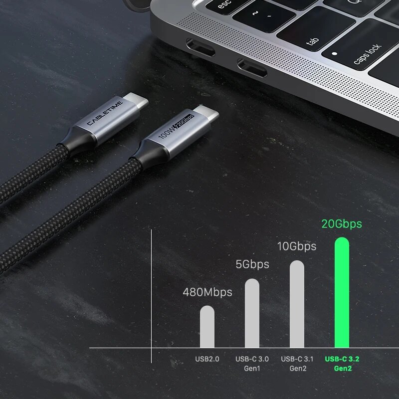 CABLETIME Gen 2 USB C кабель 20 Гбит/с для умных устройств — фото 1