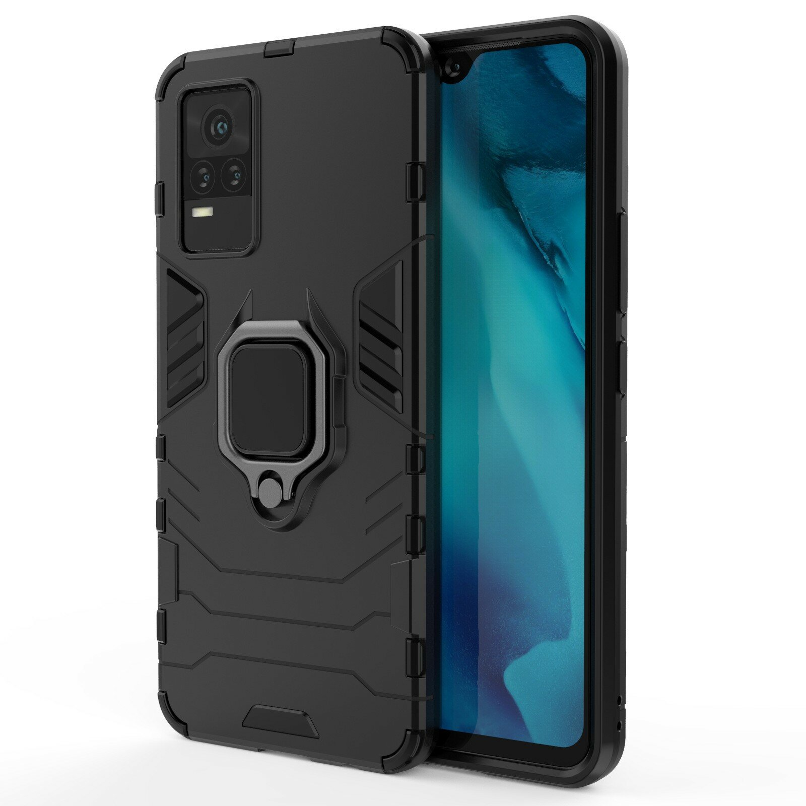 Защитный чехол MyPads для Vivo V21e и Vivo Y73 черный ударопрочный бампер-пенал