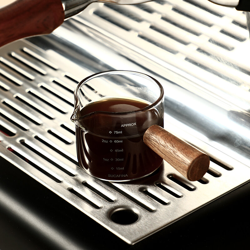 Итальянская чашка для эспрессо, термостойкая, с мерной шкалой, стеклянная мерная чашка с двойным носиком, мини-чашка для молока в японском стиле для домашнего использования.