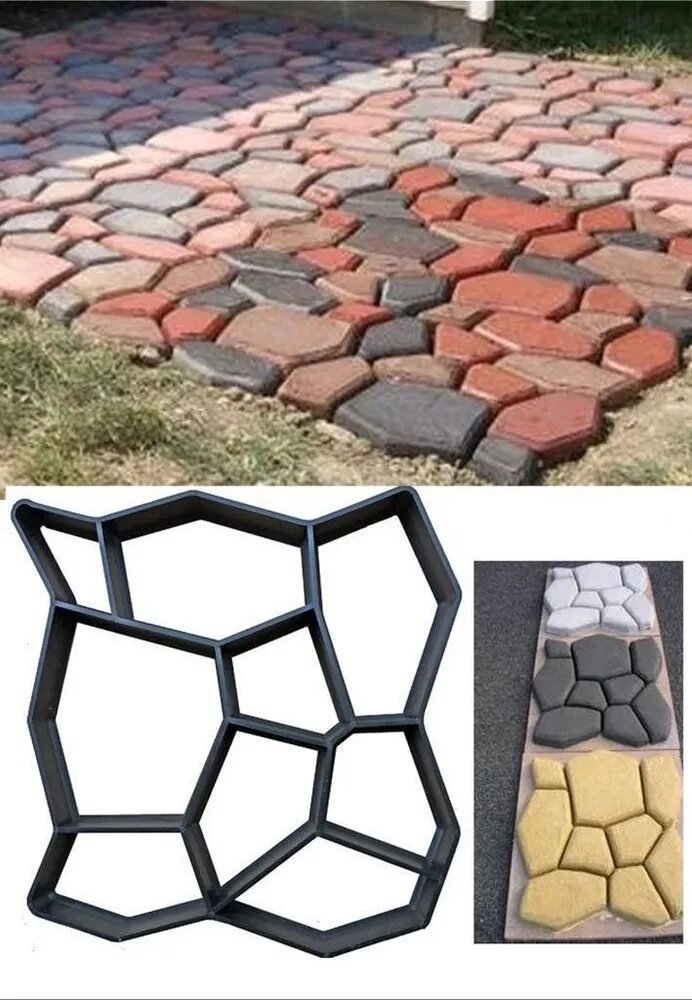 Форма для тротуарной плитки 36х36 см, многоразовая пластиковая опалубка для создания садовых дорожек, патио и газонов своими руками, лёгкая и простая в использовании