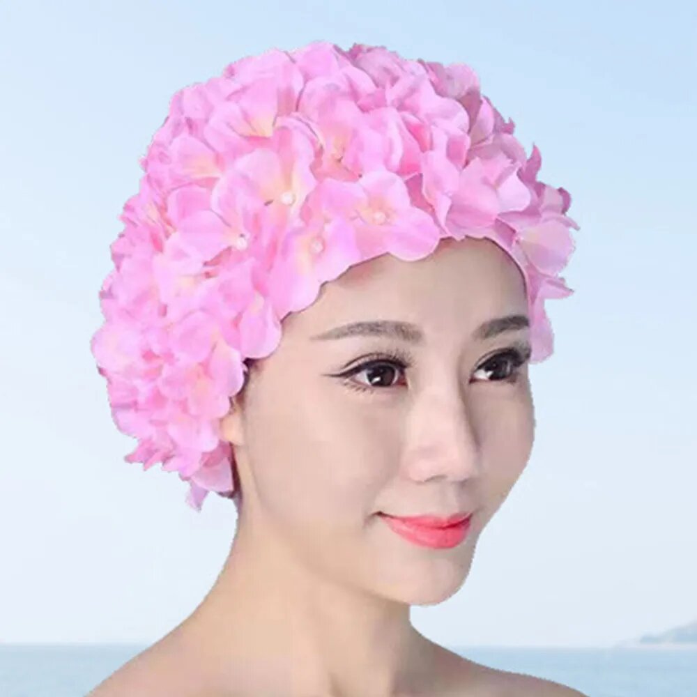 Розовая шапочка для плавания размер 56-58, для женщин, из политекса, для бассейна