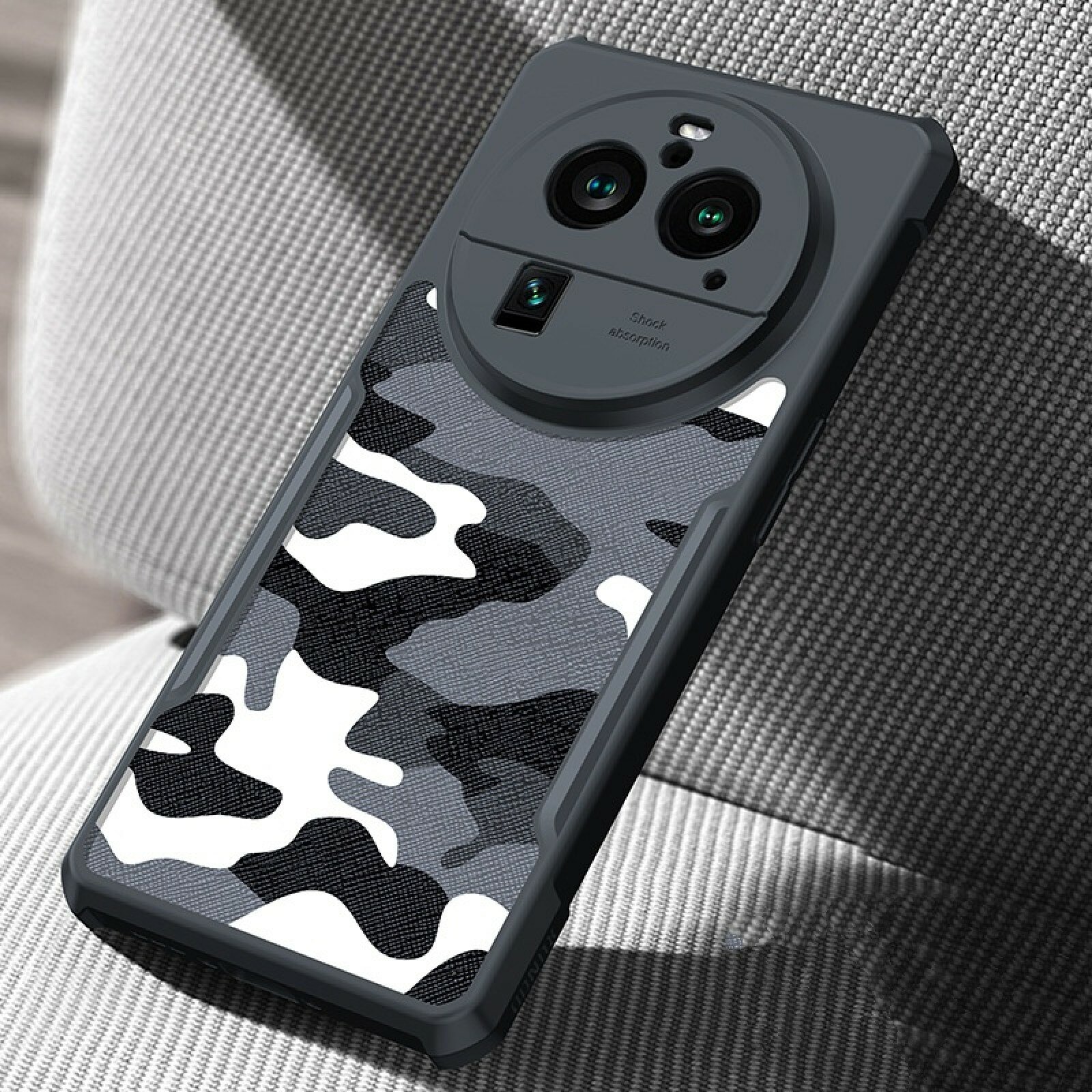 Чехол MyPads Camuffamento для OPPO Find X6 Pro из качественного силикона с камуфляжным черным дизайном