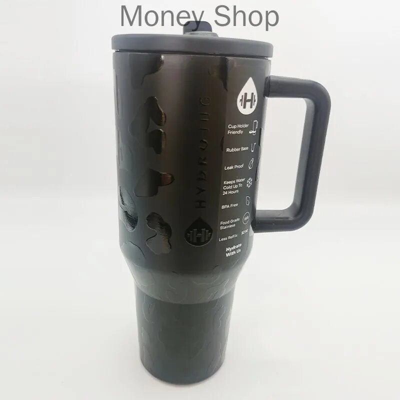 Термокружка HYDROJUG для автомобиля 1.2 л с ручкой, цвет розовый с рисунком вишни — фото 1