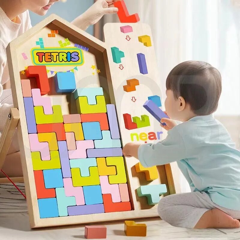 Детская деревянная игрушка Tetris - Развивающая игра для логики и мышления