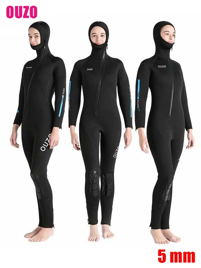 Гидрокостюм женские с капюшоном неопрена 5 мм для дайвинга и охоты