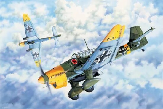 1/32 Немецкий пикирующий бомбардировщик Ju-87B-2, масштаб 1:12, для моделирования