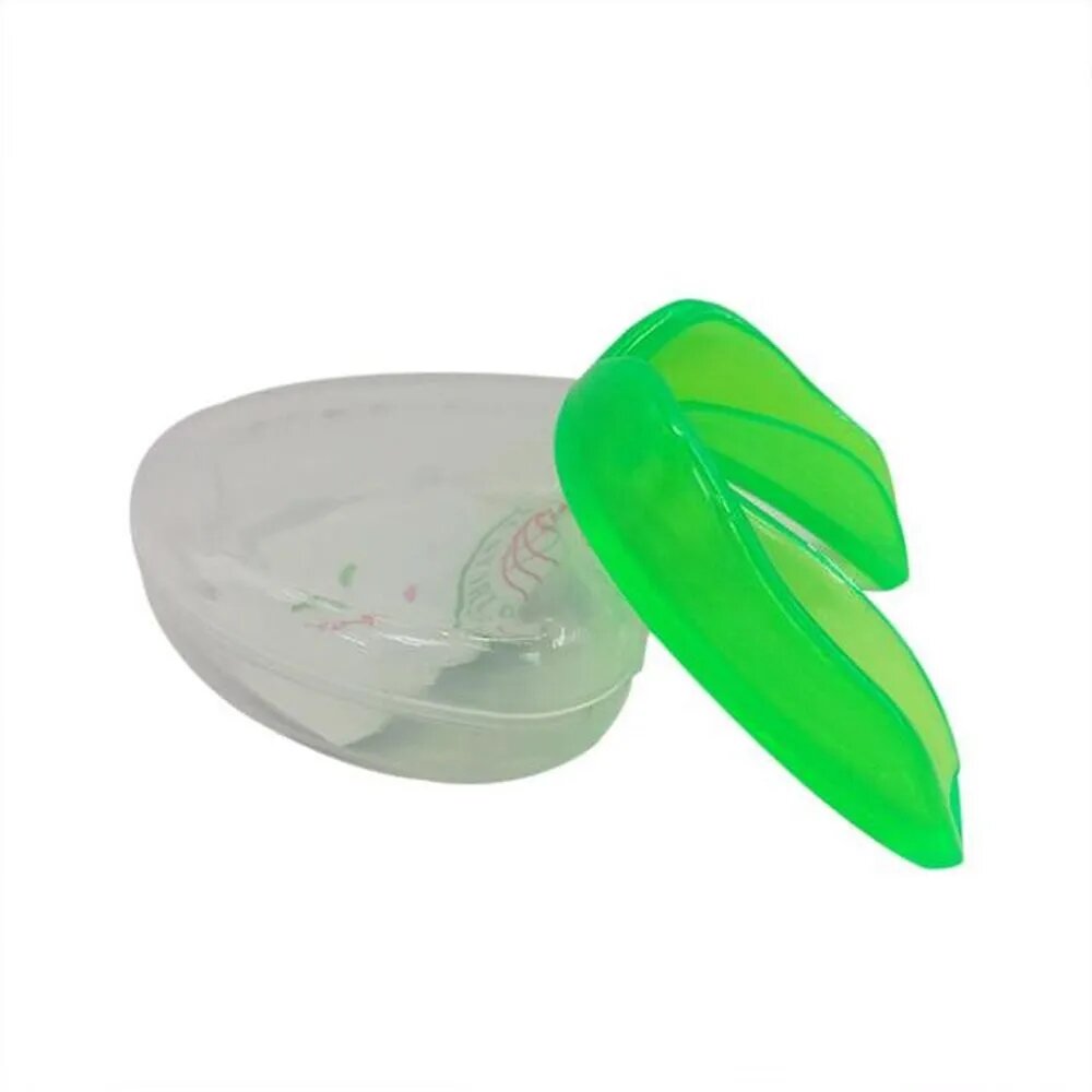 Капа для бокса детская / взрослая для защиты зубов и челюсти, зеленая, размер S/L, в комплекте с пластиковым контейнером