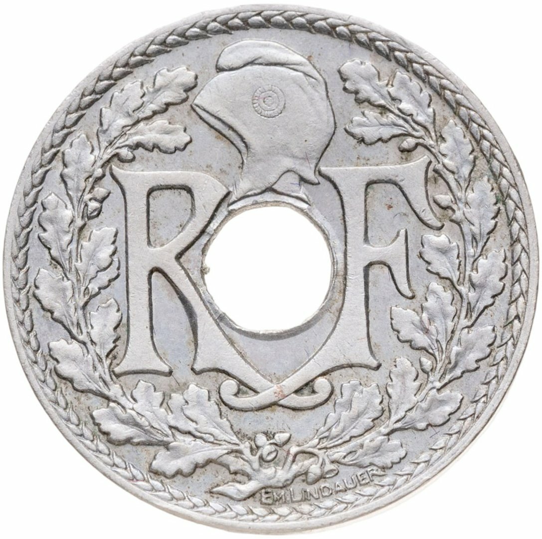 Франция 10 сантимов centimes 1937, Мельхиор медь-никель, в сохранности XF