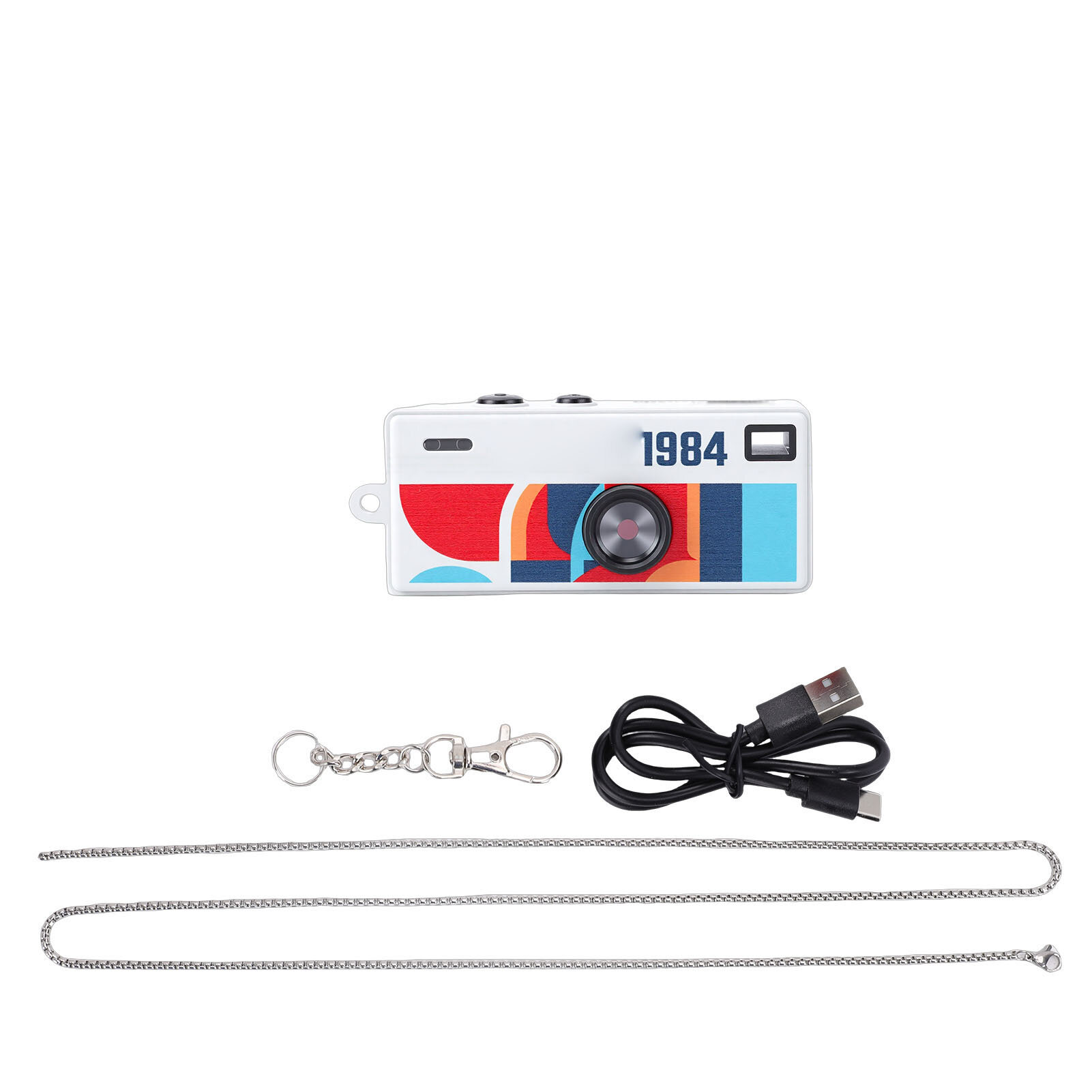 Брелок-видеокамера с HD-видеорегистратором 1080p, цифровой видеокамерой, 0,96-дюймовым дисплеем и длительным временем автономной работы, белого цвета.