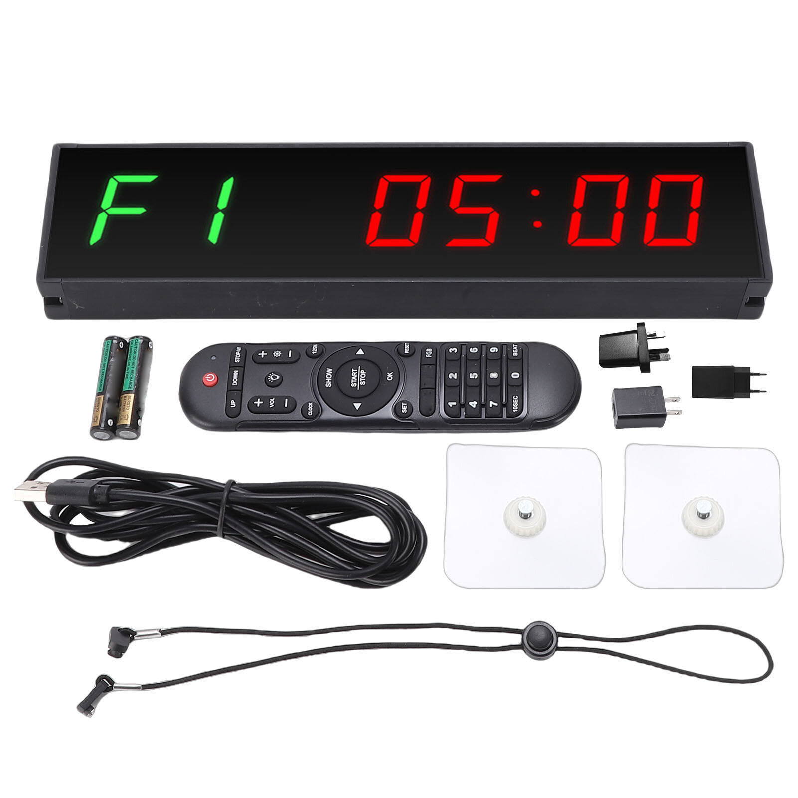 1,5-дюймовый фитнес-таймер с 6 режимами, светодиодным дисплеем Type-C, цифровым таймером обратного отсчета и секундомером, пультом дистанционного управления для домашнего фитнеса и бокса, вилка стандарта США.