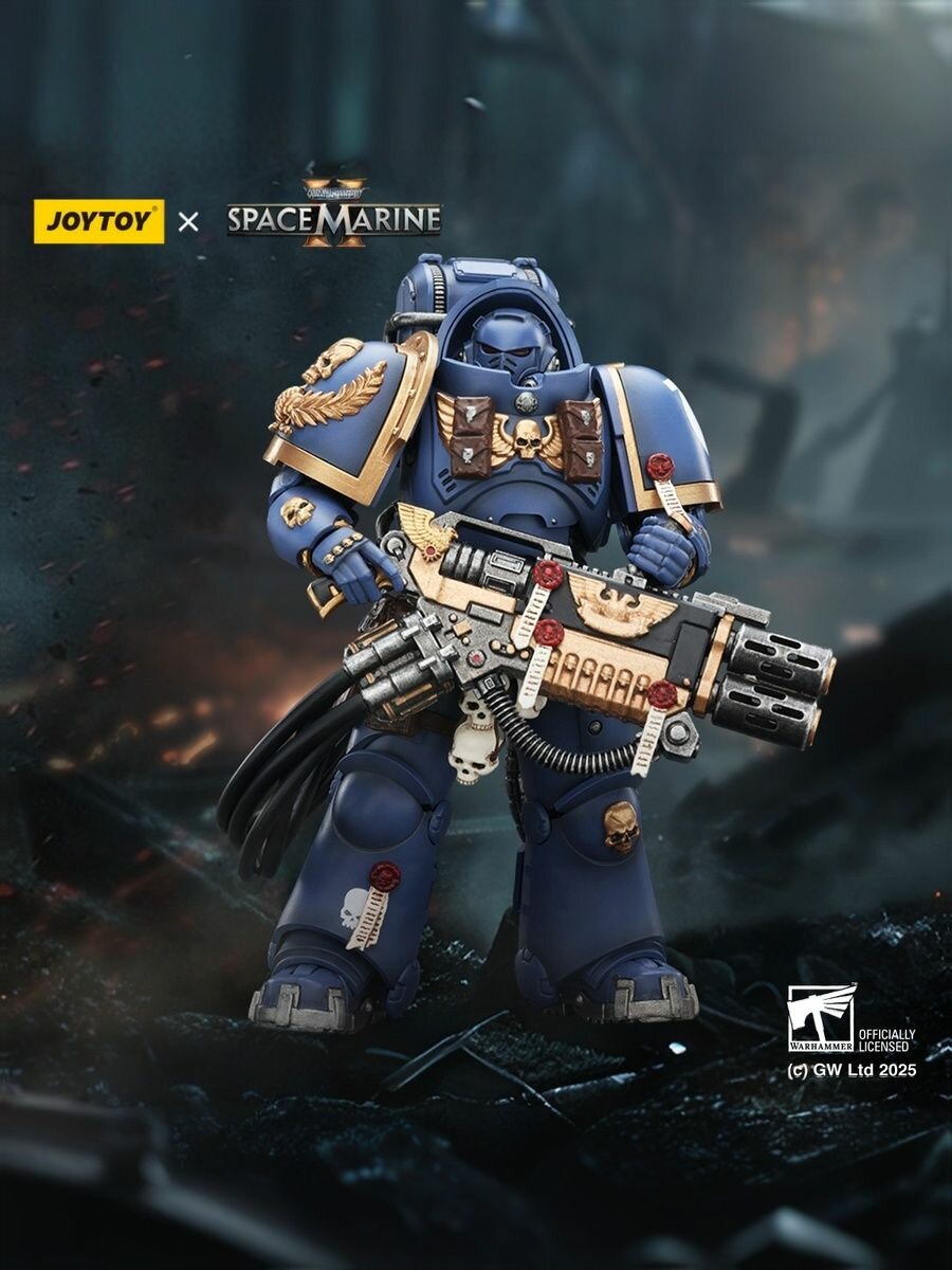 Подвижная фигурка JOYTOY Warhammer 40K Action FiguresUltramarines Heavy Artificer Armor with Relic Multi-Melta Game Collaboration Edition 1/18