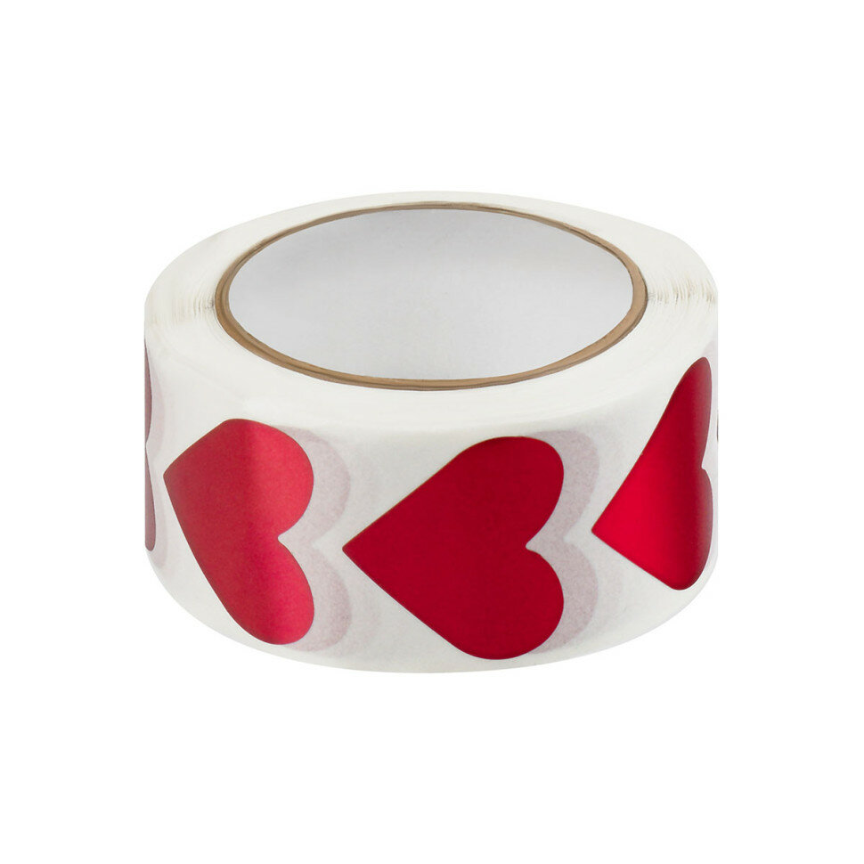 Наклейки ПВХ MESHU "Hearts", 500 наклеек, в рулоне, 381896