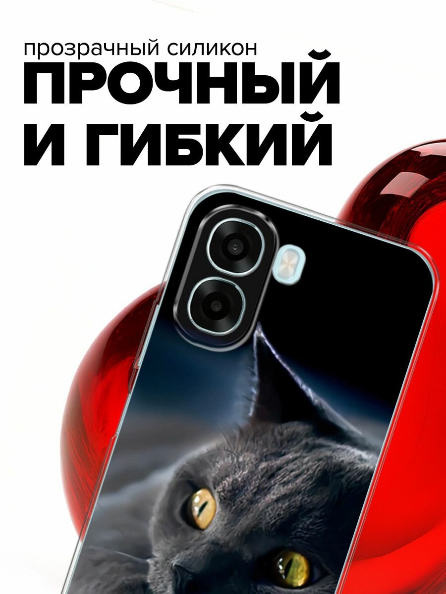 Силиконовый чехол на Oppo A6x / Оппо A6x с принтом Кот на кровати — фото 1
