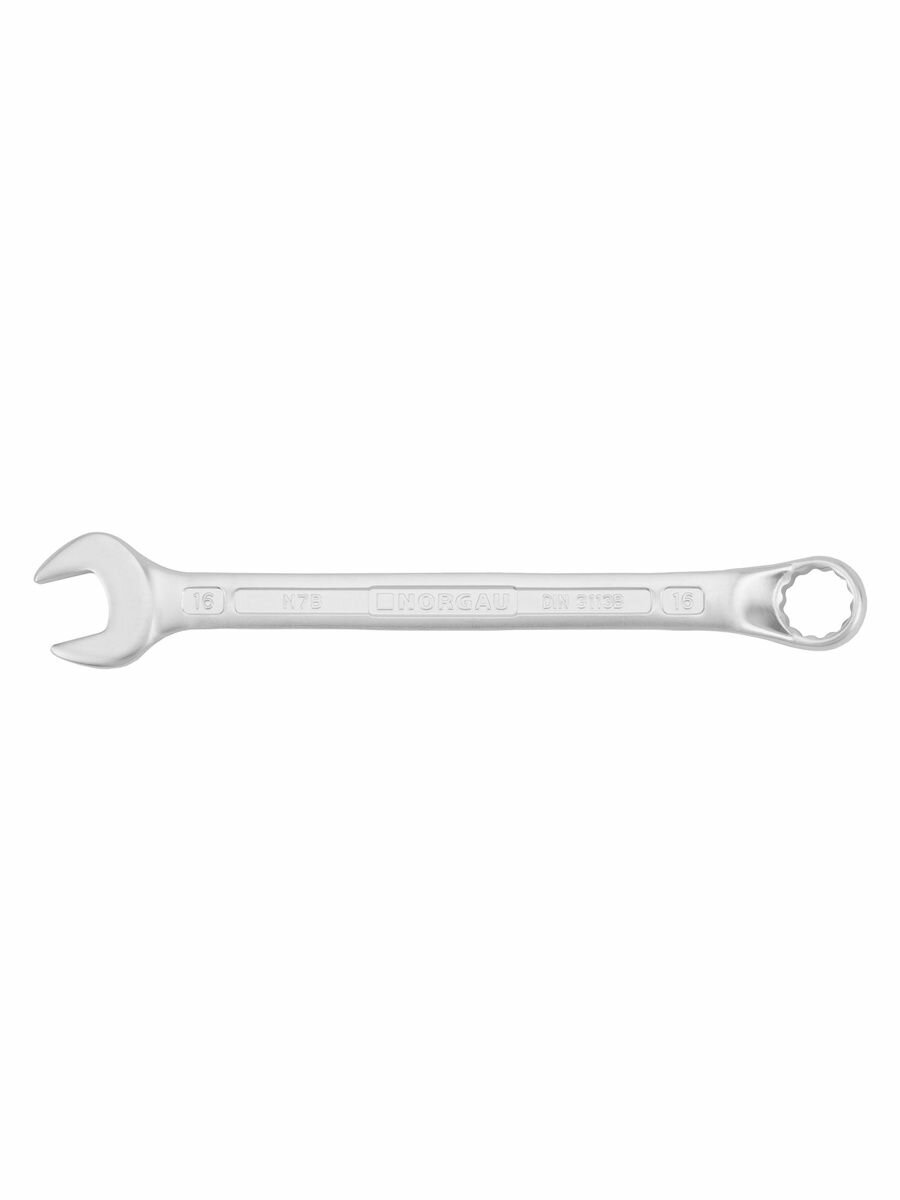 Ключ гаечный 16 мм NORGAU Industrial, HРM High precision machining 210 мм, рожковый и накидной профиль.