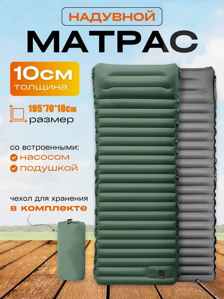 Коврик туристический (195x70x10 см) для горного туризма, кемпинга и отдыха