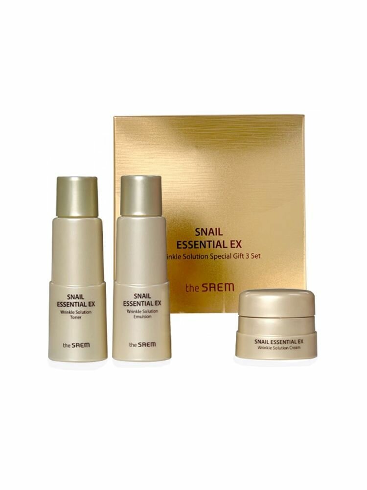 The Saem Snail Essential EX Wrinkle Solution Special Gift 3 Set мини-набор уходовый антивозрастной с улиточным муцином (2*31мл, 10мл.)