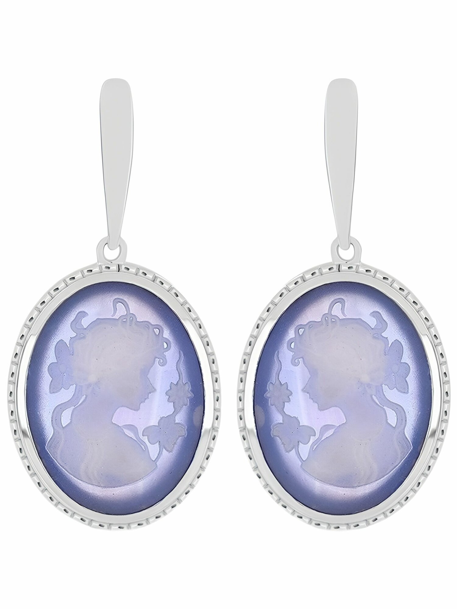 Серьги, серебро, 925 проба, родирование, агат