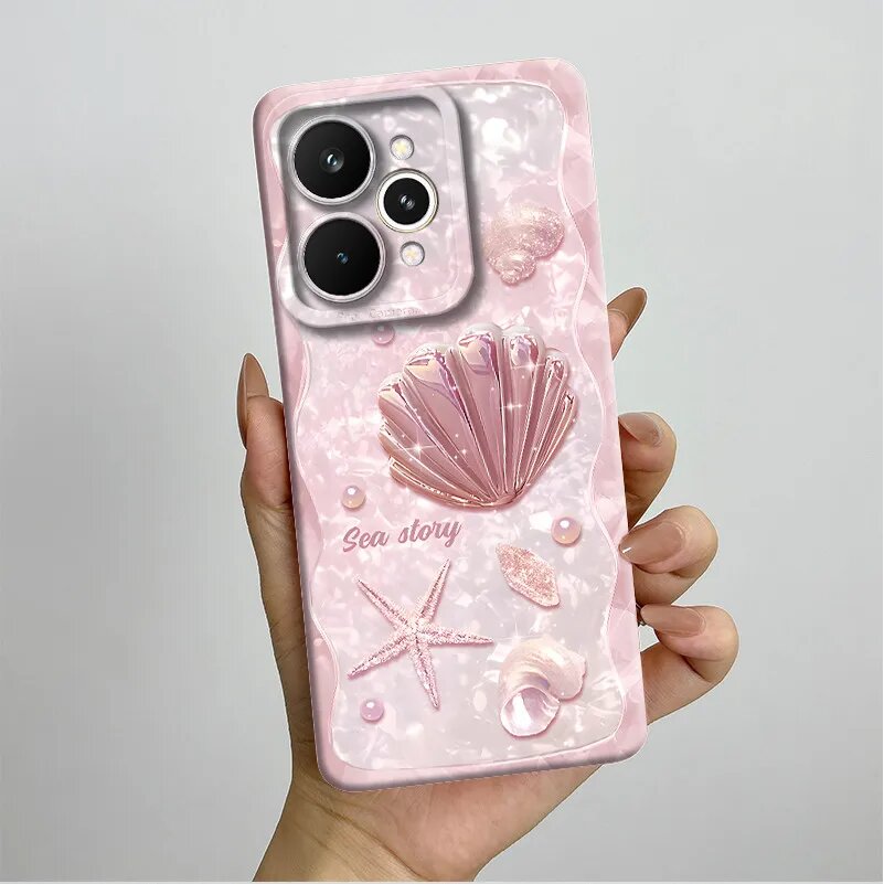 Розовый чехол для Realme 15 5G с морскими ракушками
