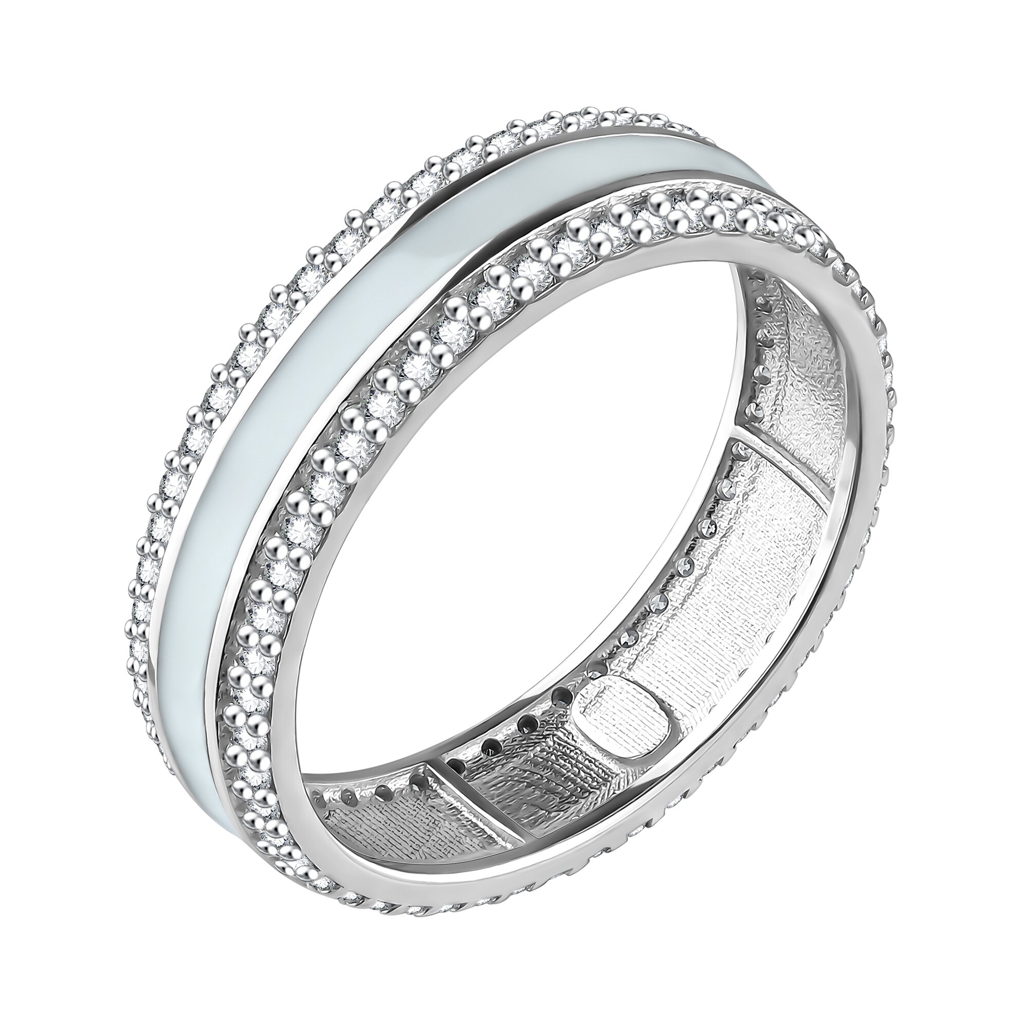 Кольцо, серебро, 925 проба, родирование, фианит, эмаль