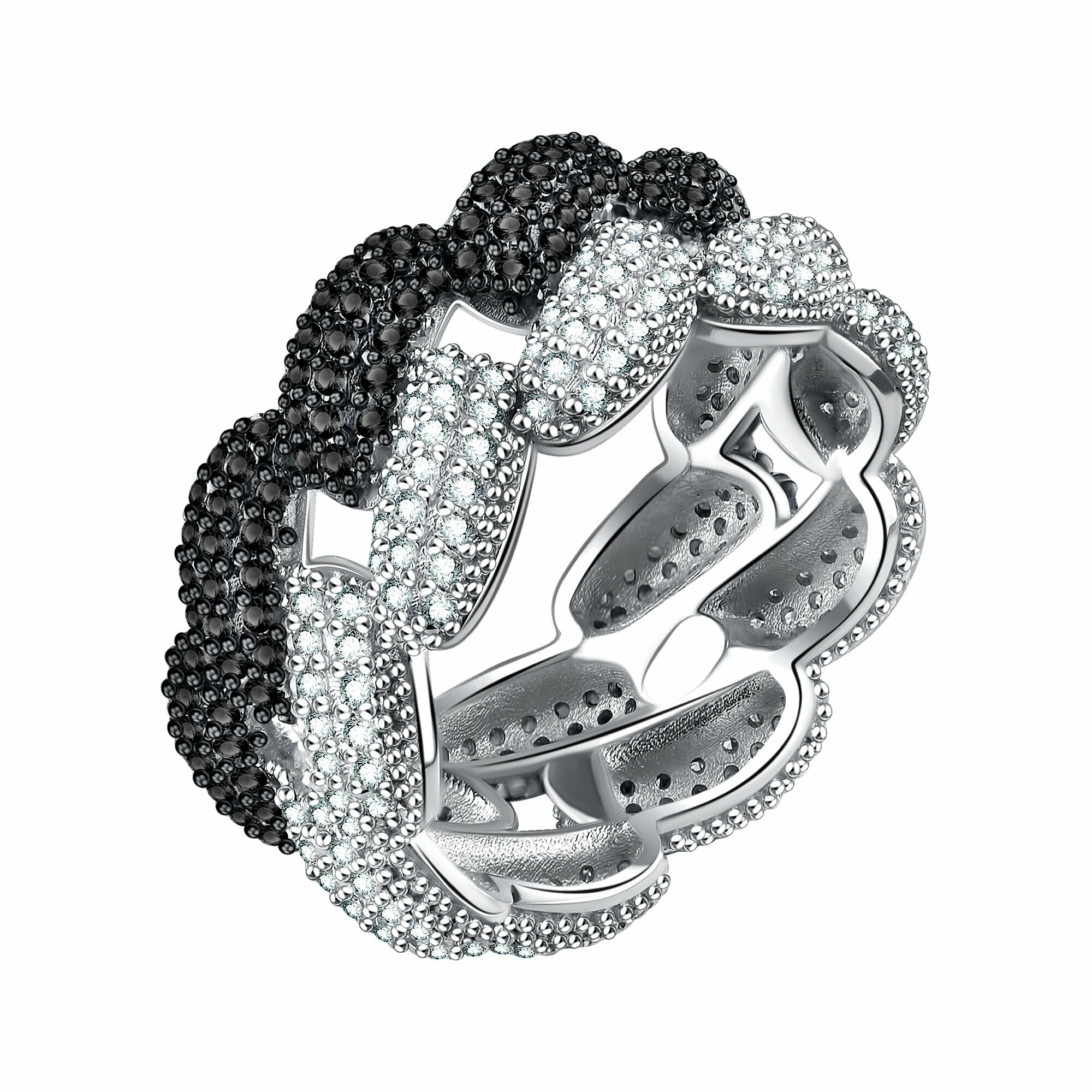 Кольцо, серебро, 925 проба, родирование, фианит